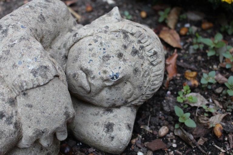 Cast Stone Sleeping Elf Garden Figure For Sale at 1stDibs