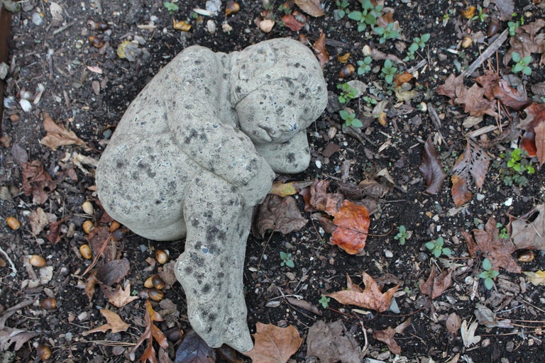 Cast Stone Sleeping Elf Garden Figure For Sale at 1stDibs