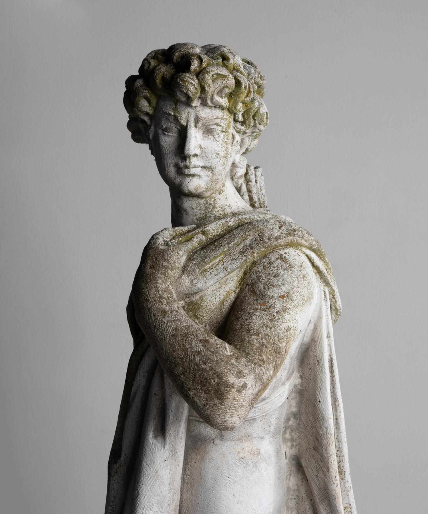 Cast Stone Statue of a Hunter, England, circa 1950 at 1stDibs