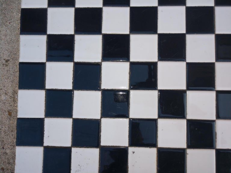 Cast Stone with Inset Ceramic Tile Outdoor Game Table with Cast Iron ...