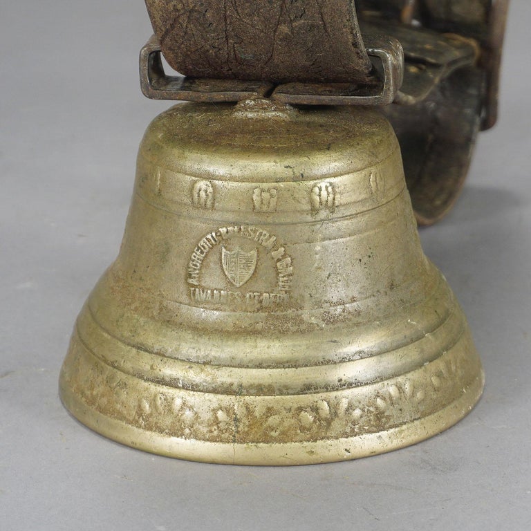 Casted Bronze Cow Bell with Leather Strap, Switzerland, Ca. 1900 For ...