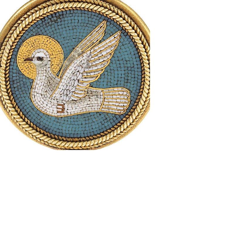 Castellani Gold and Micro Mosaic Pendant at 1stDibs