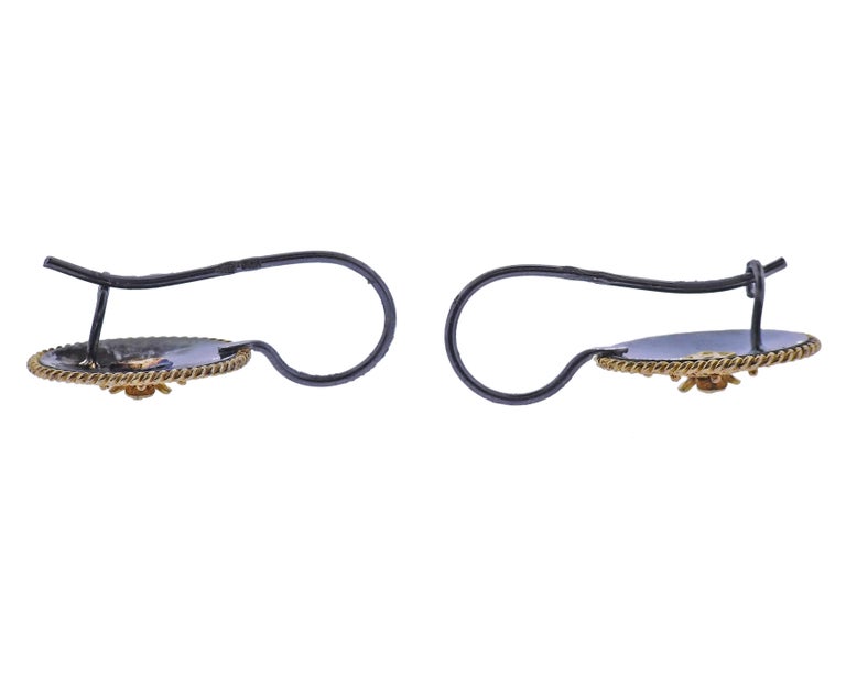 Castellani Gold Silver Granulated Filigree Oval Earrings For Sale at ...