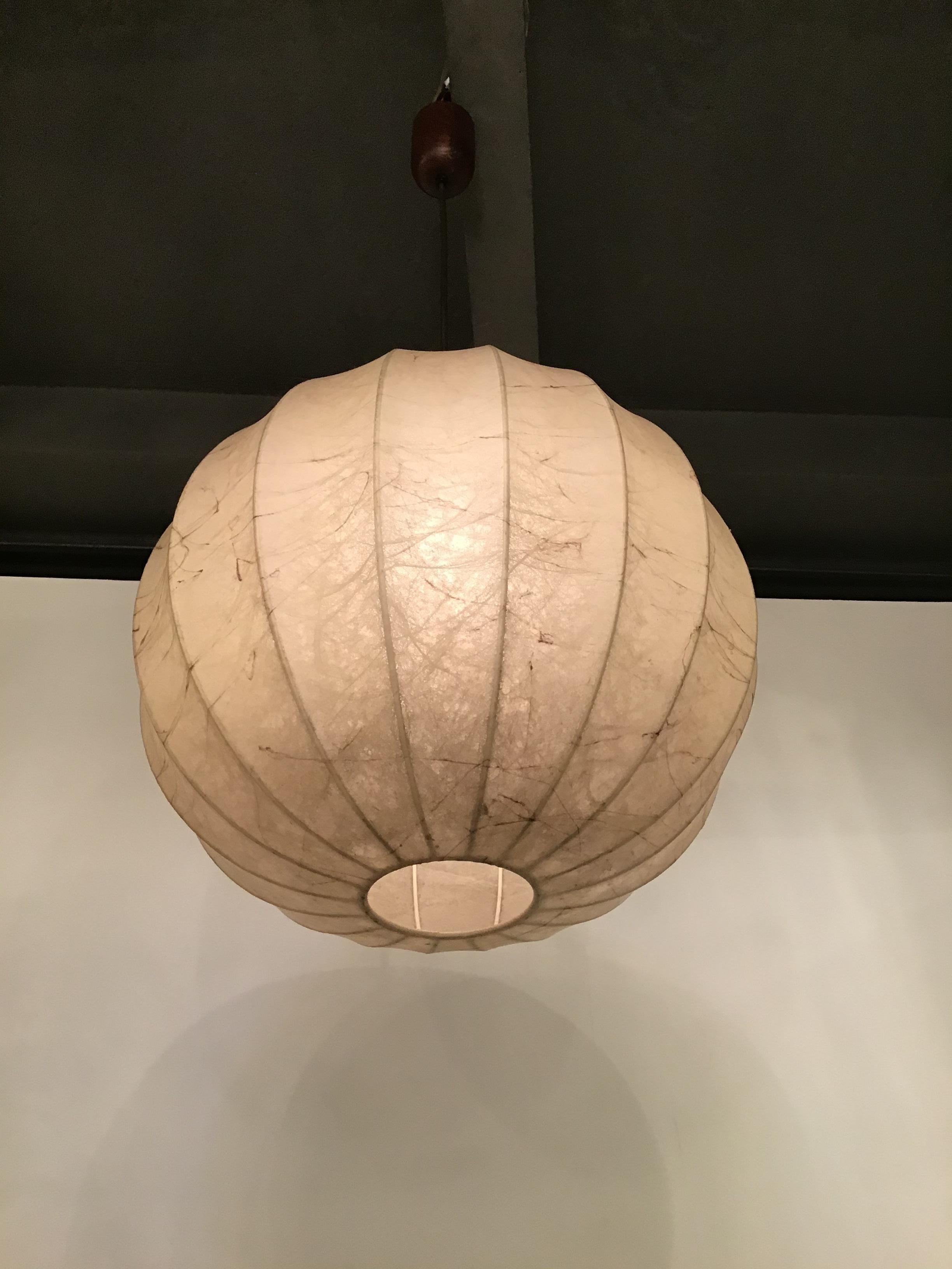 Castiglioni Chandelier Cocoon Wood 1960 Italy at 1stDibs