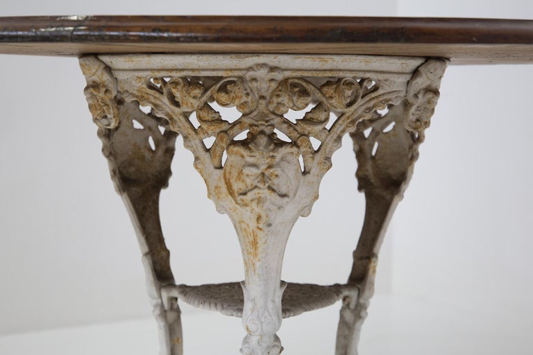 Cast Iron English Table Victorian in White and Wood For Sale at 1stDibs