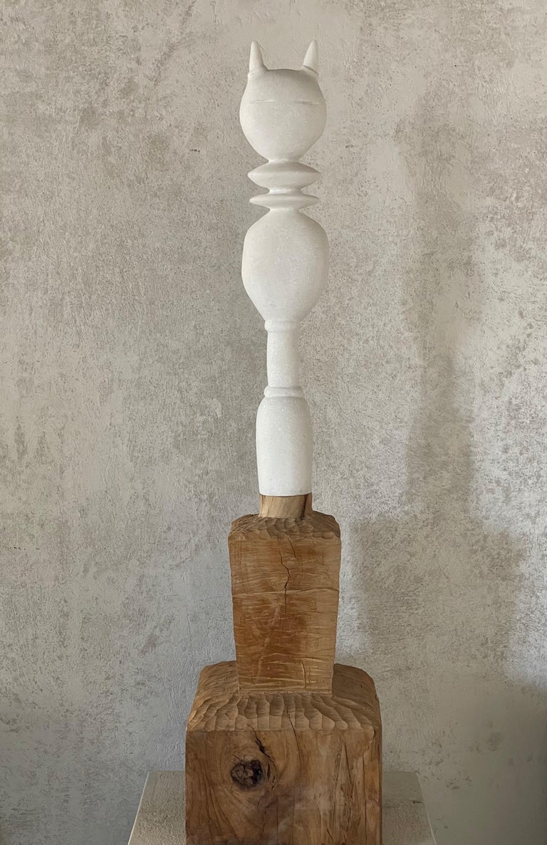 Cat King, Marble Sculpture by Tom von Kaenel For Sale at 1stDibs
