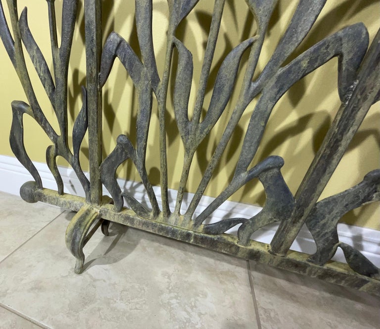 Cat Tail Cast Iron Fireplace Screen For Sale at 1stDibs