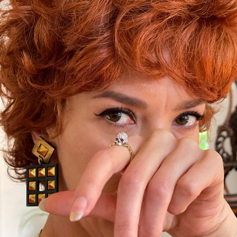 Catacomb Saint Diamond Encrusted Skull Ring in 18kt Gold with Diamonds ...