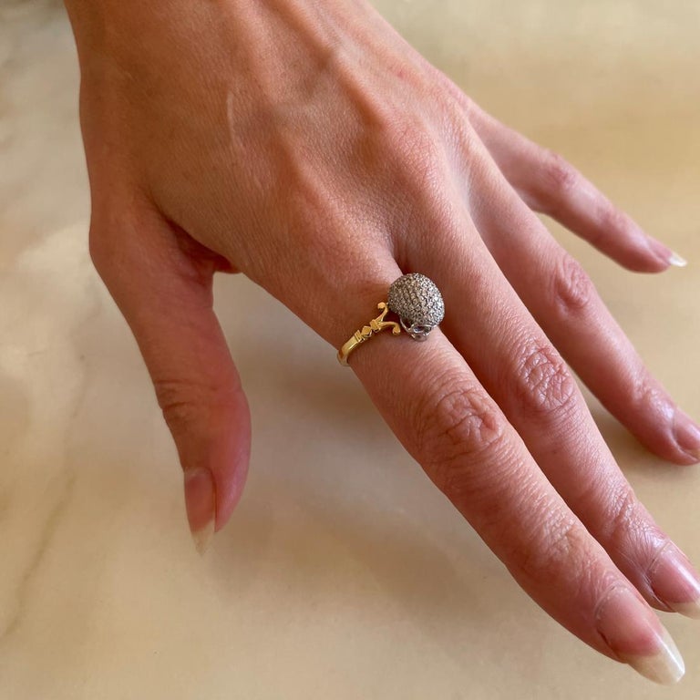 Catacomb Saint Diamond Encrusted Skull Ring in 18kt Gold with Diamonds ...