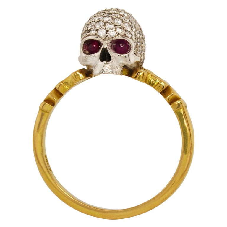 Catacomb Saint Diamond Encrusted Skull Ring in 18kt Gold with Diamonds ...
