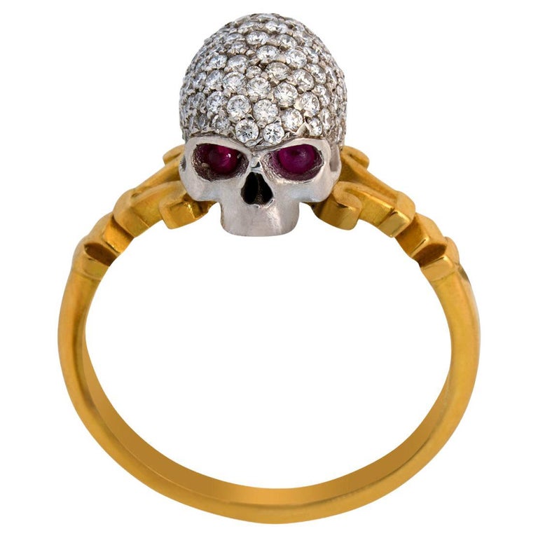 Catacomb Saint Diamond Encrusted Skull Ring in 18kt Gold with Diamonds ...
