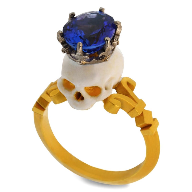 Catacomb Saint Skull Ring in 22 Karat Yellow Gold, Platinum and ...
