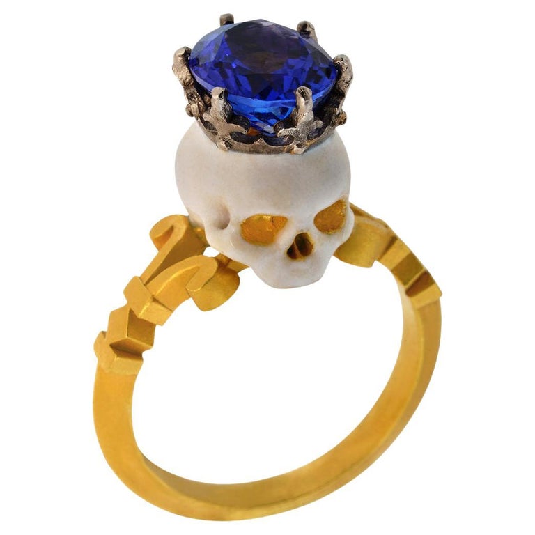 Catacomb Saint Skull Ring in 22 Karat Yellow Gold, Platinum and ...