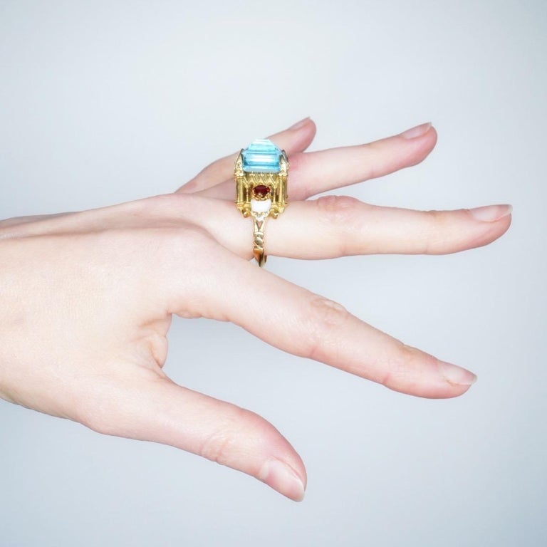 Catacomb Saints Cathedral Ring in 18 Karat Yellow Gold with Topaz and ...