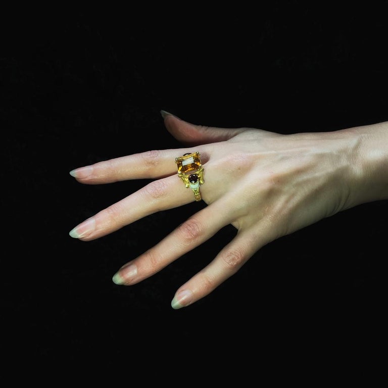 Catacomb Saints Garland Ring in 18 Karat Gold Citrine Garnets and Pink ...