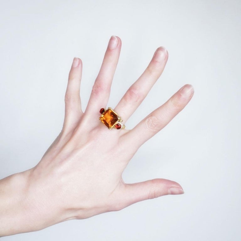 Catacomb Saints Garland Ring in 18 Karat Gold Citrine Garnets and Pink ...