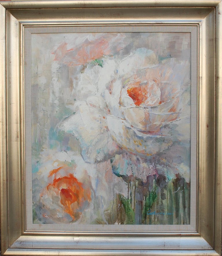 Catherine Lee - White Roses Oil On Canvas For Sale at 1stDibs
