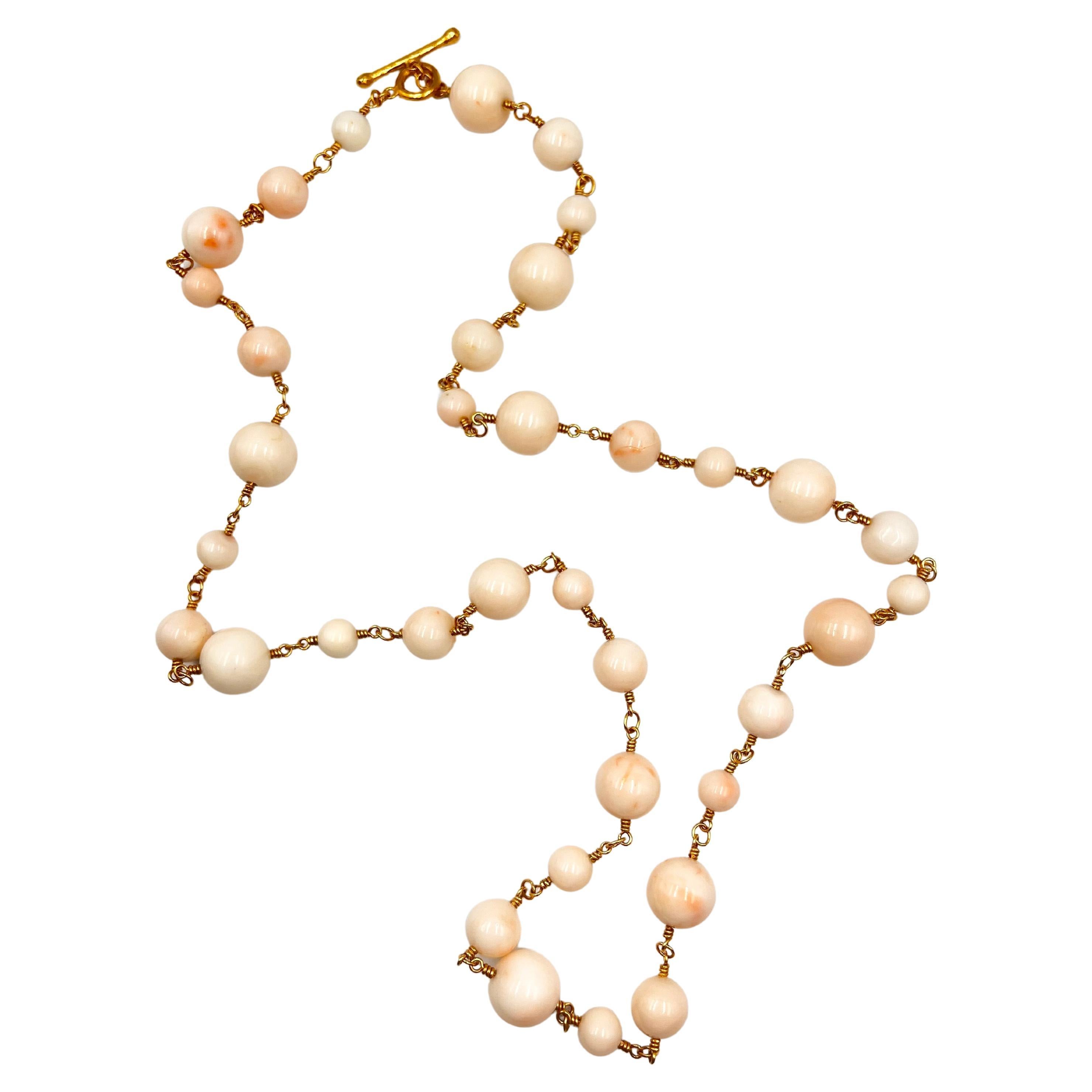 Cathy Waterman Angel Skin Coral Bead Long Necklace at 1stDibs | cathy angel