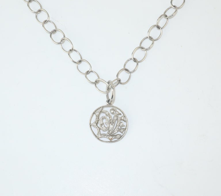 Cathy Waterman Platinum and Diamond 'Love' Necklace at 1stDibs