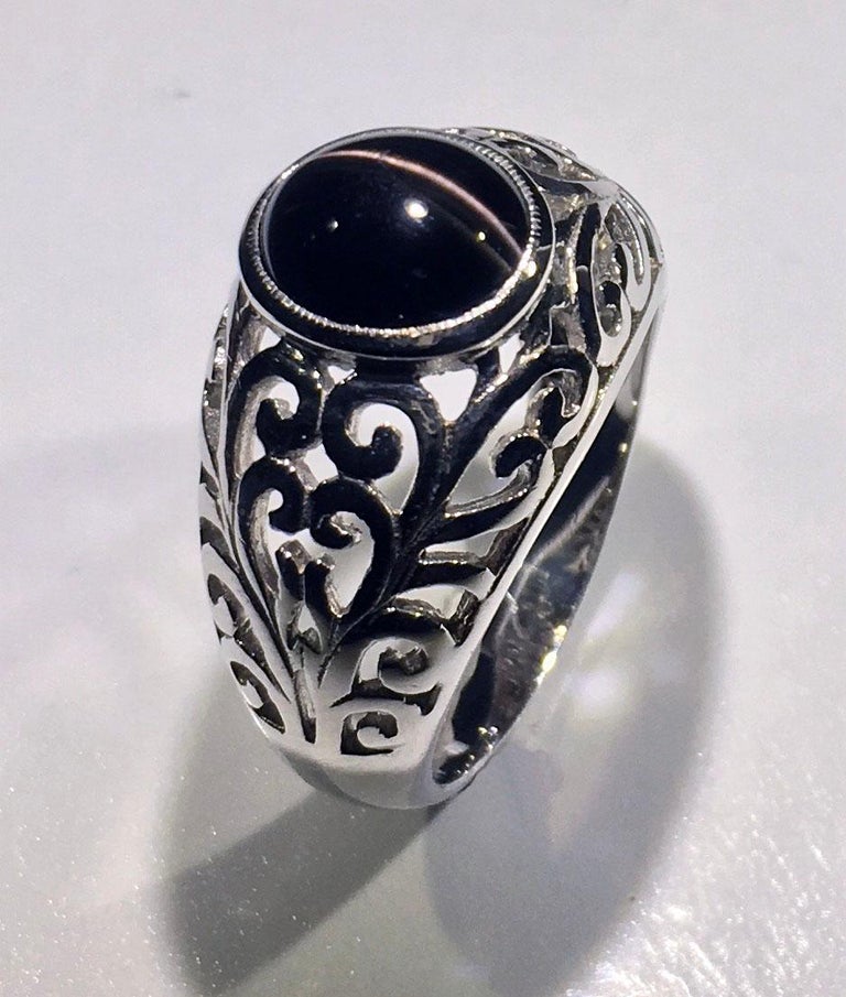 Cats Eye Cabochon Sillimanite Silver Ring For Sale at 1stDibs ...