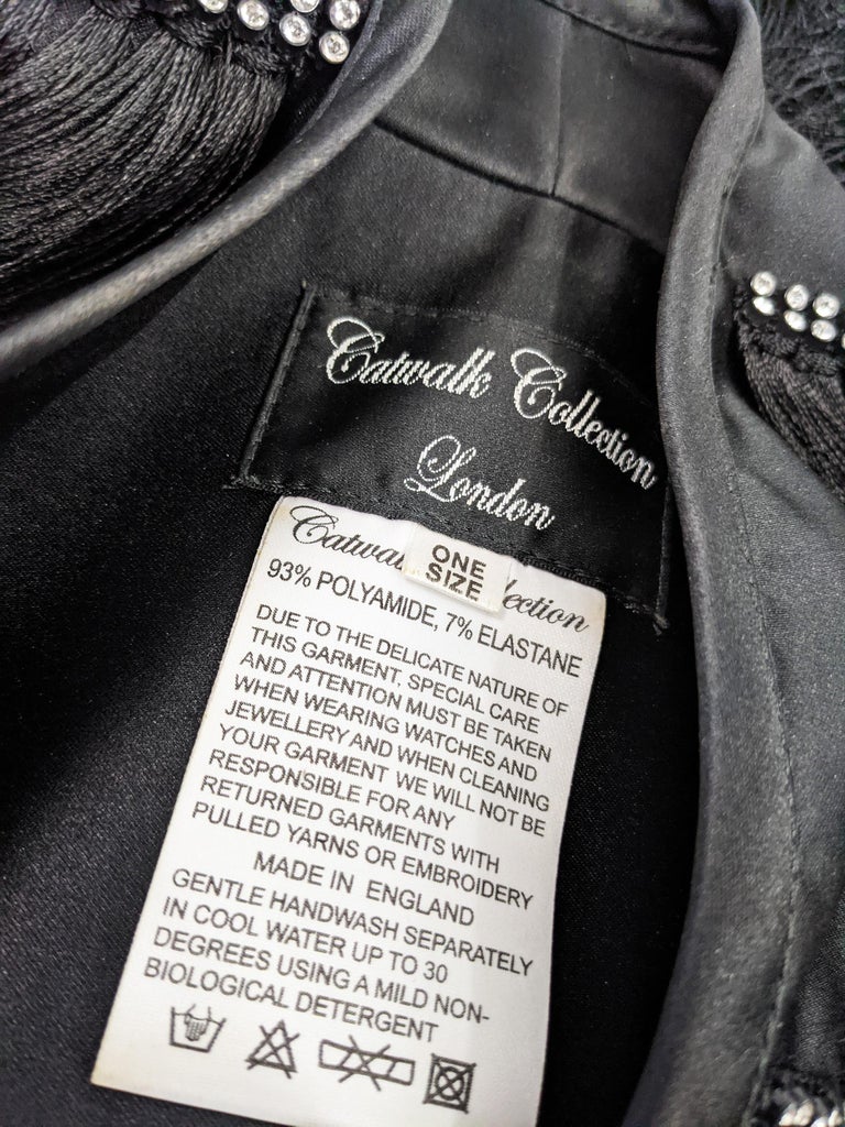 Catwalk Collection Vintage Fringed Black Satin Crop Jacket, 1990s For ...