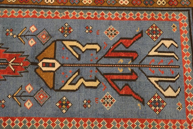 Caucasian Rug Kuba Sky Blue Field 'Quba', 19th Century For Sale at 1stDibs
