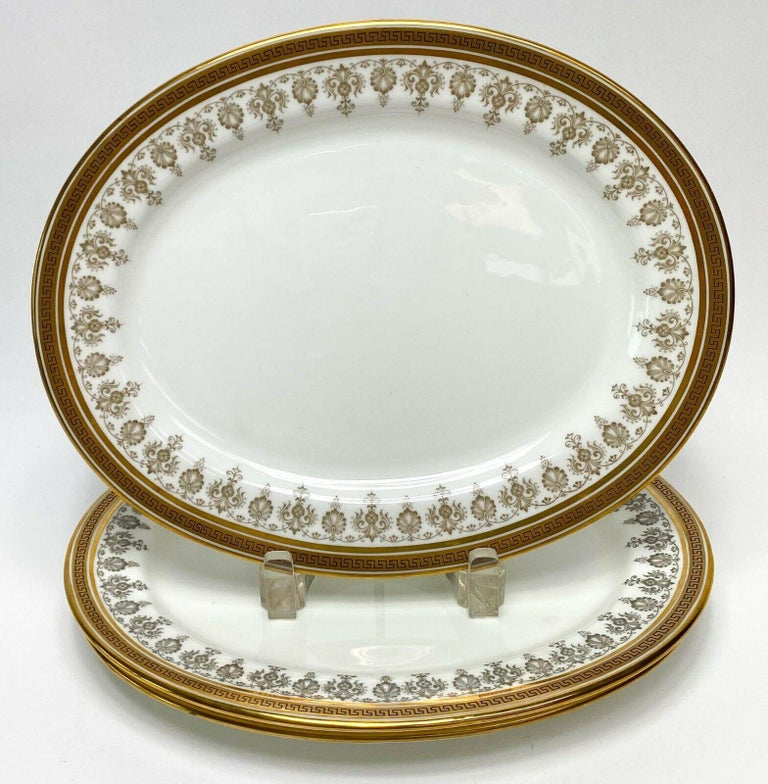 Cauldon for Tiffany and Co. Gilt and Brown Greek Key Border Serving ...
