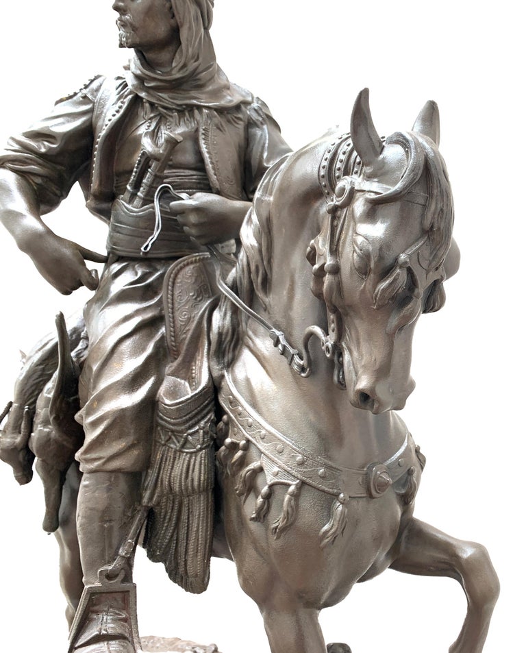 Cavalier Arabe Bronze Spelter Statue, by Emile Guillemin and Alfred ...