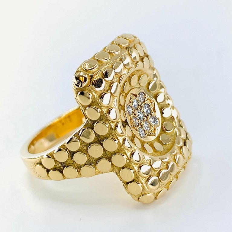 "Caviar Crater" Tablet Ring in 18 Karat Yellow Gold with Diamonds For ...
