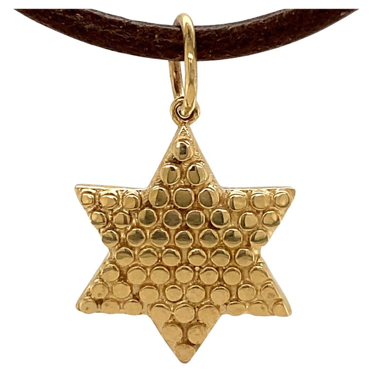 "Caviar Magen David" Star of David Pendant or Fob in Yellow Gold Mazel ...