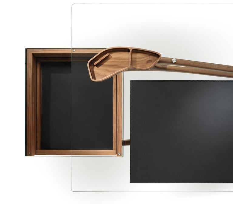 Cavour CM Desk w/ Executive Kit, Canaletto Walnut Frame with Clear ...