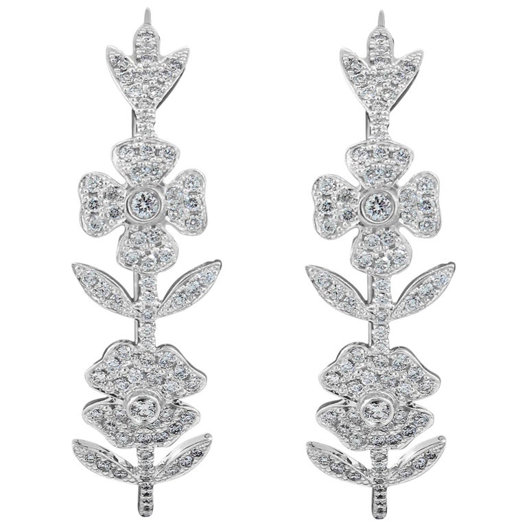 Cayen Collection Diamond Flower Hoops For Sale (Free Shipping) at 1stDibs