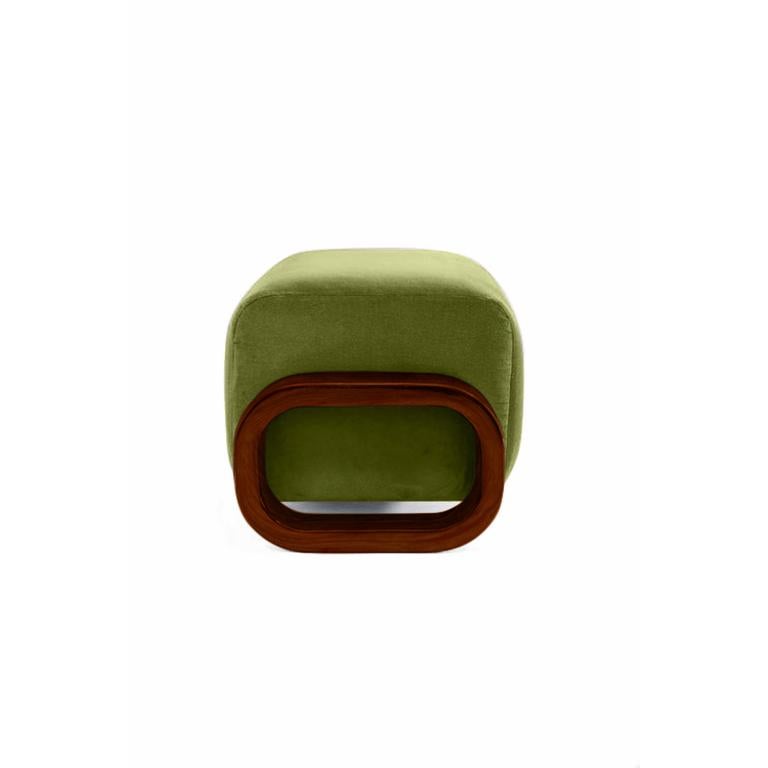 Cayenne Ottoman, Avocado Velvet / High Gloss Varnish Brown Solid Oak ...