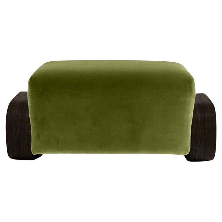 Cayenne Ottoman, Avocado Velvet/ High Gloss Varnish Walnut For Sale at ...