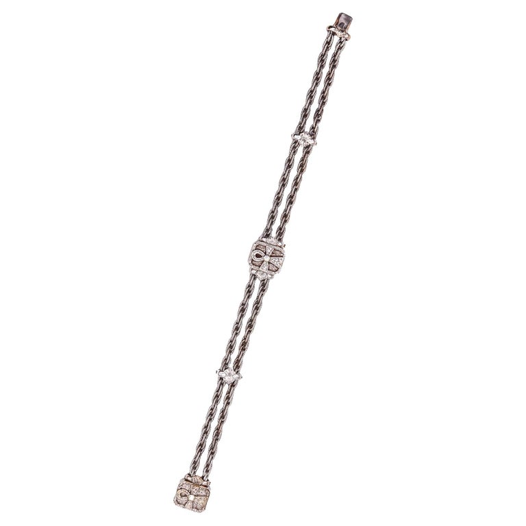 Cazzaniga Roma Ankh Stations Links Bracelet in 18Kt White Gold with VS ...
