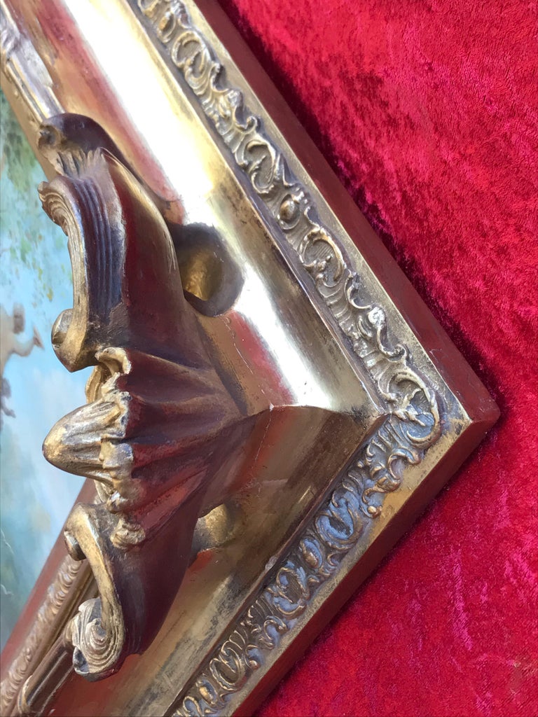 C.BRIAND - Young Lady and Cupid in The Park For Sale at 1stDibs