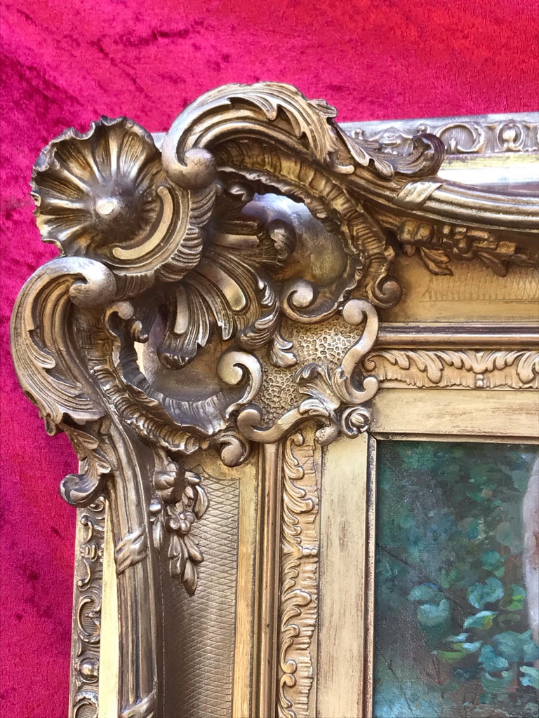 C.BRIAND - Young Lady and Cupid in The Park For Sale at 1stDibs