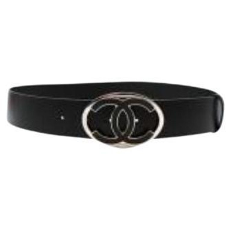 CC Black Leather Belt - Size 85 For Sale at 1stDibs