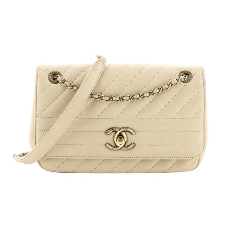 CC Flap Bag Diagonal Quilted Goatskin Small at 1stDibs