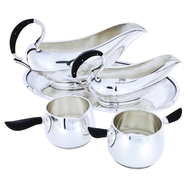 CC. Hermann Denmark Sterling Silver and Ebony Handle Serving Set For ...