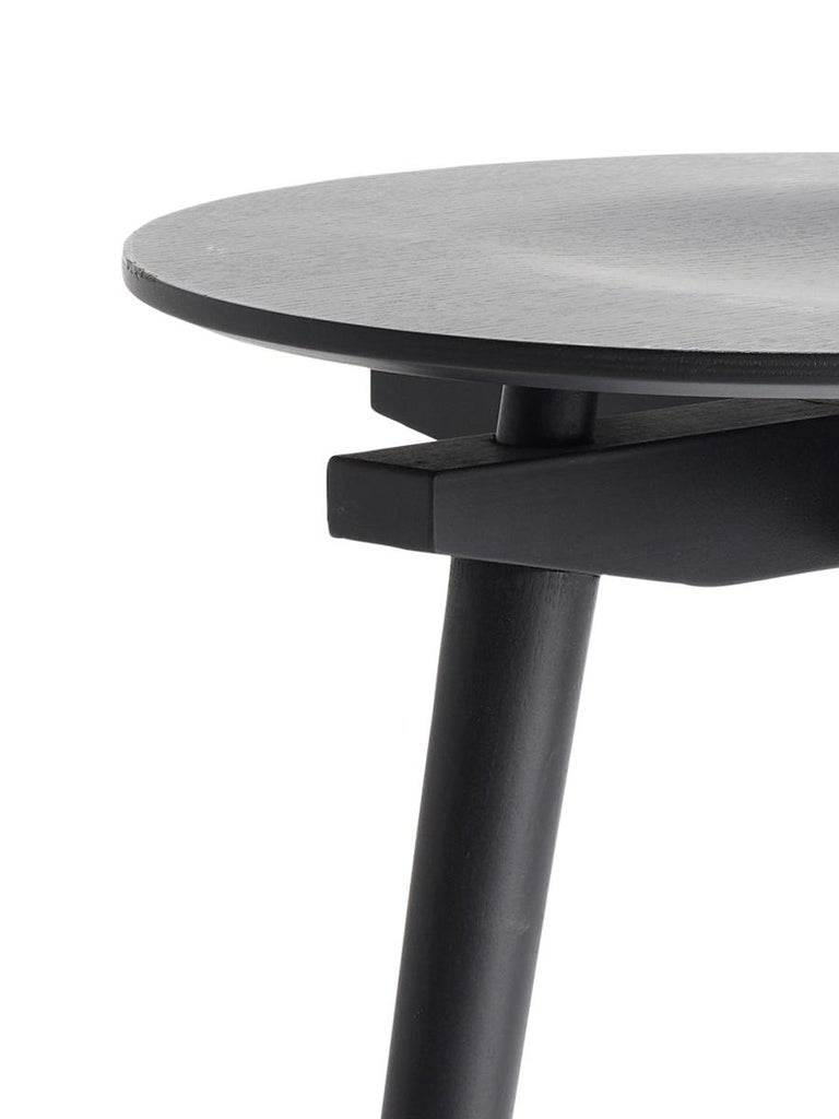 CC Stool in Black Oak, solid wood frame and curved seat, height 44 cm ...