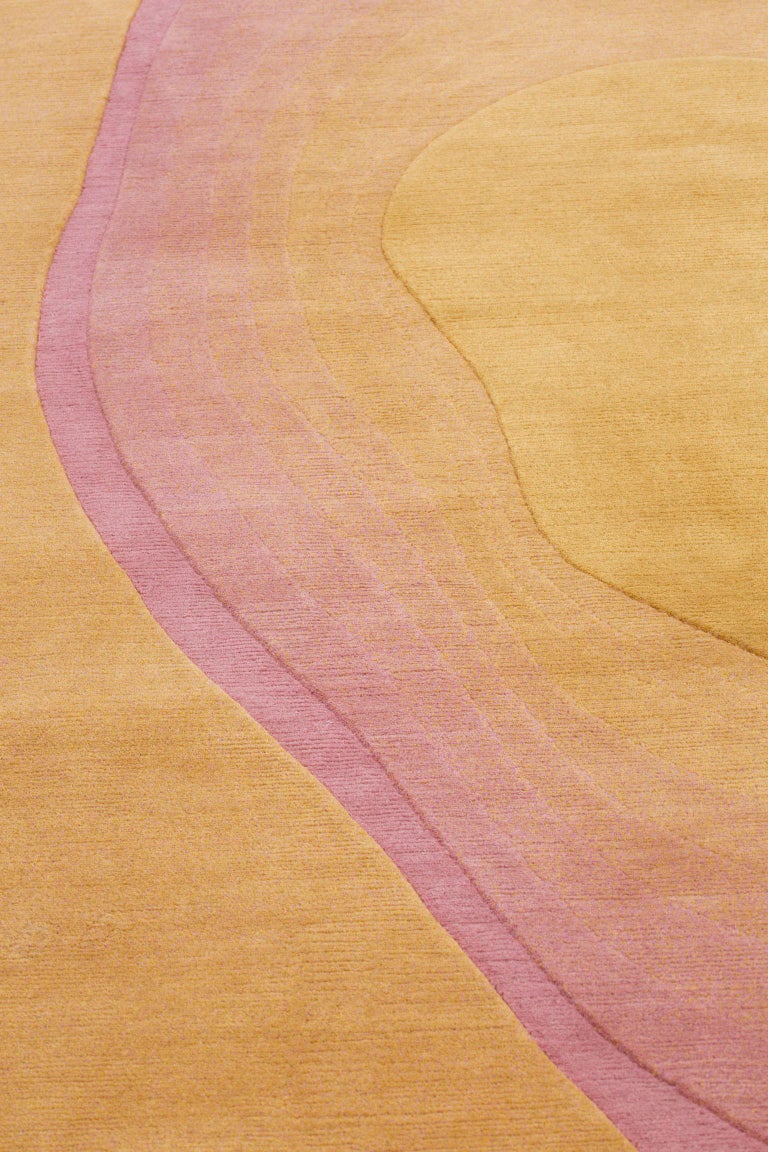 cc-tapis Tidal Collection Wave Yellow Pink Rug by Germans Ermičs For ...
