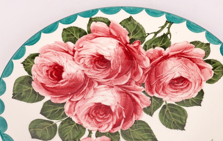 Cecil J Garland Bristol Wemyss Cabbage Rose Hand Painted Plate For Sale ...