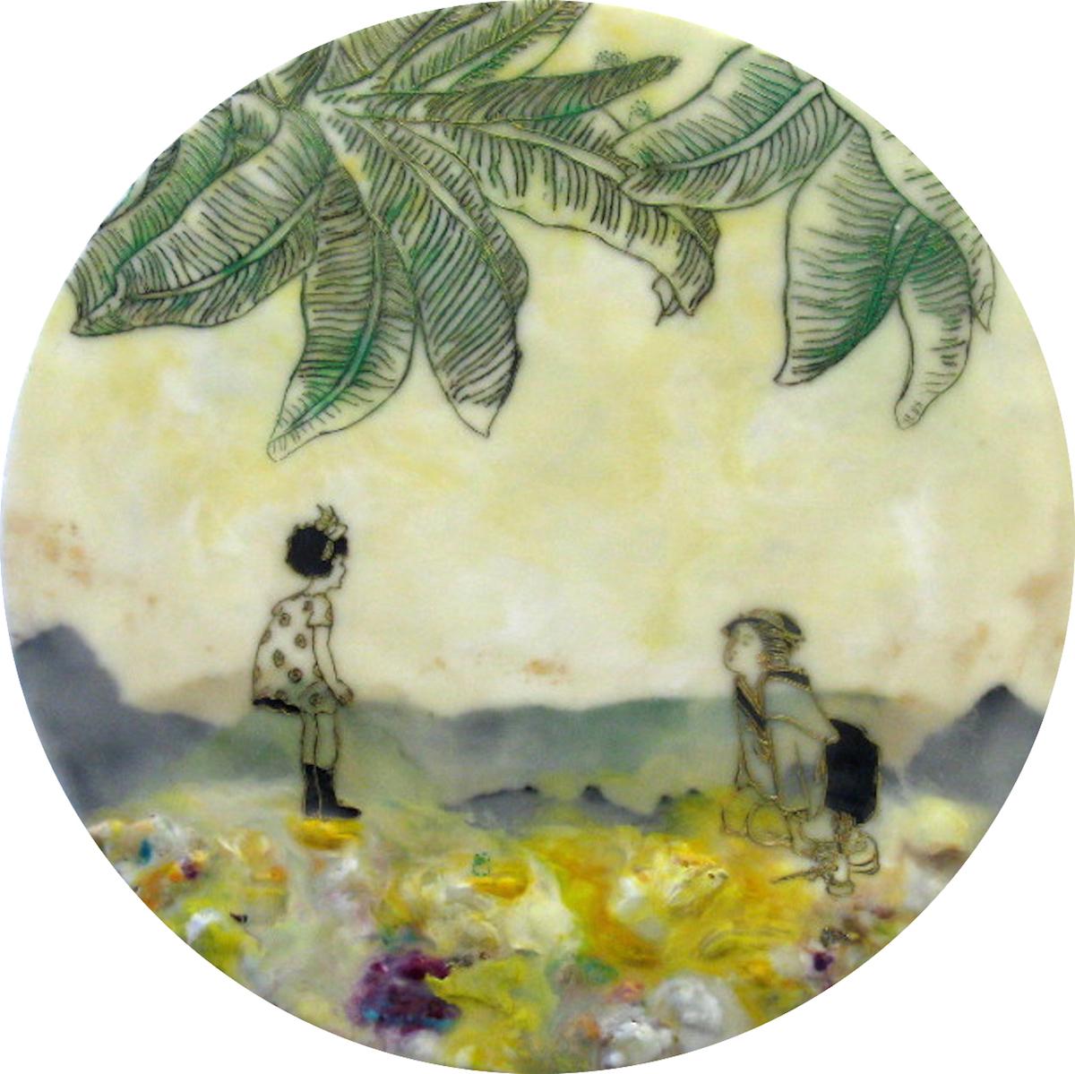 Cecile Chong - Portrait or Landscape, Yellow Encaustic Landscape ...