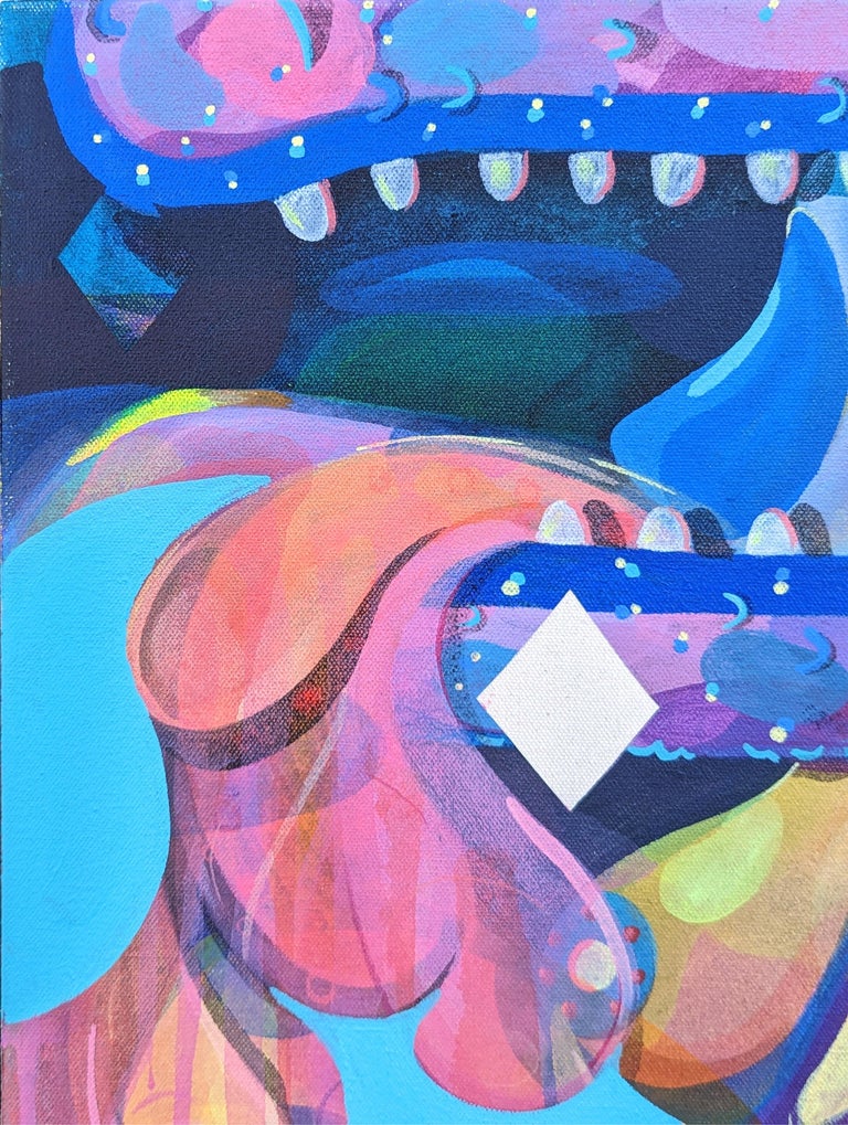 Cecilia Beaven - Contemporary Abstract Purple and Blue Toned Biomorphic ...