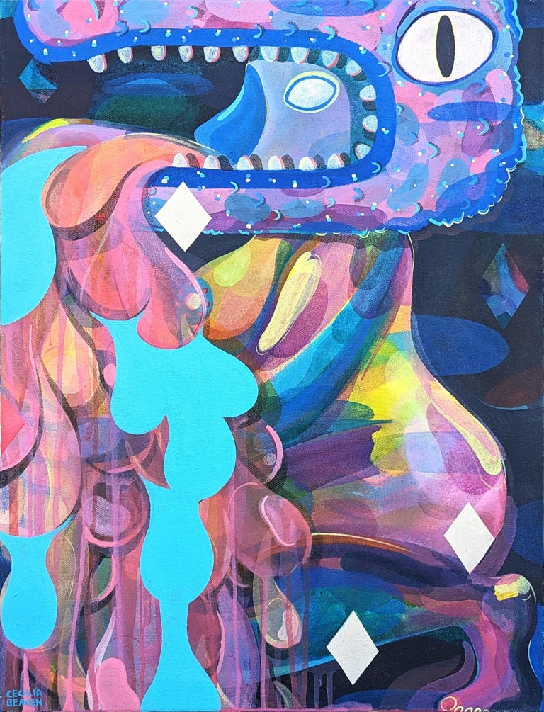 Cecilia Beaven - Contemporary Abstract Purple and Blue Toned Biomorphic ...