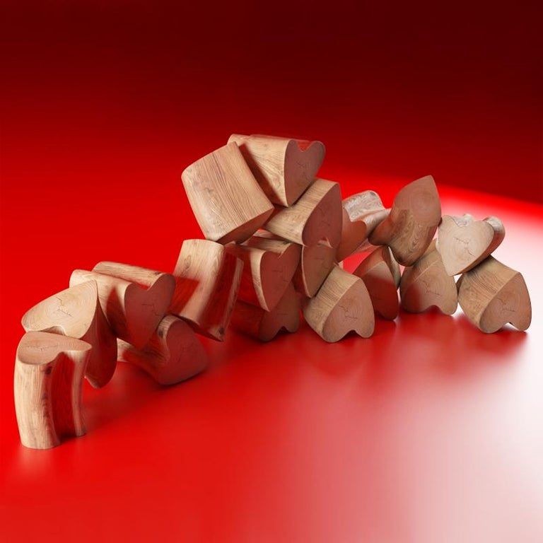 Cedar Heart Stool in Solid Cedar Wood For Sale at 1stDibs