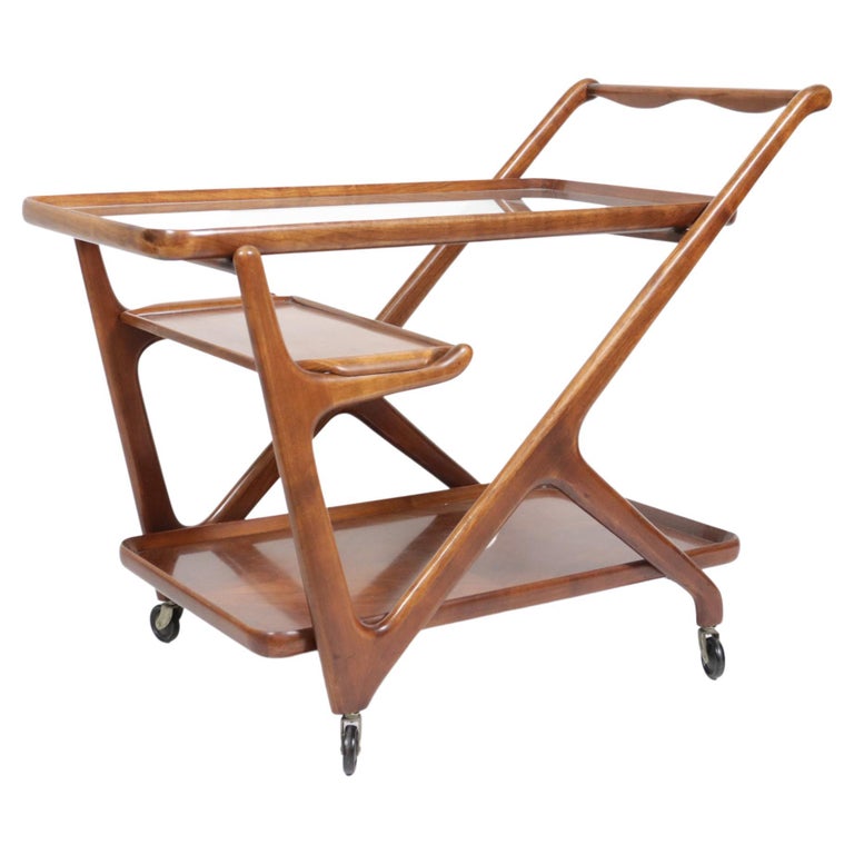 Cedar Mid-Century Tea Trolley Cesare Lacca for Cassina For Sale at 1stDibs