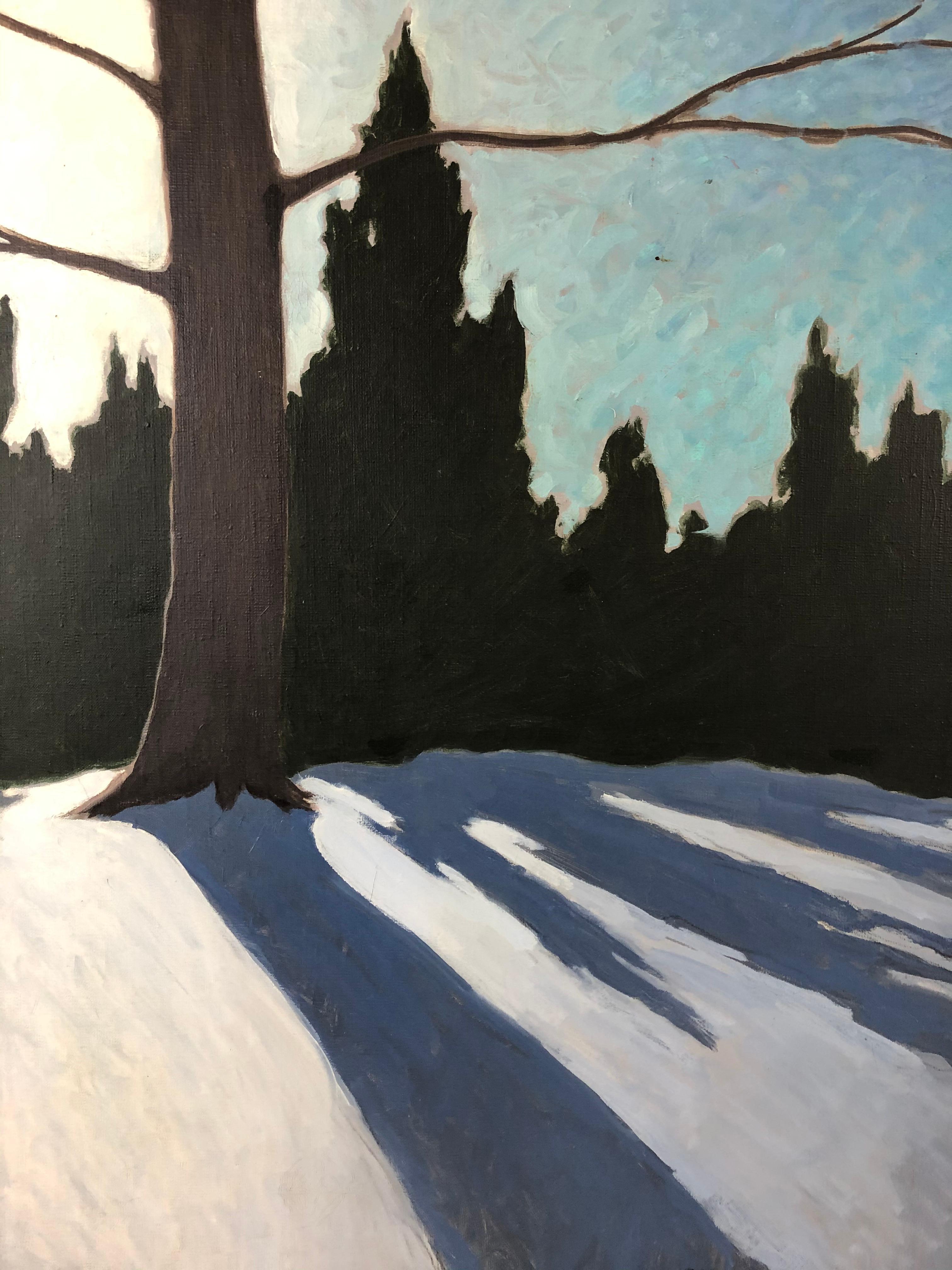 Cedars and Snow Landscape Painting by Elihu Root at 1stDibs