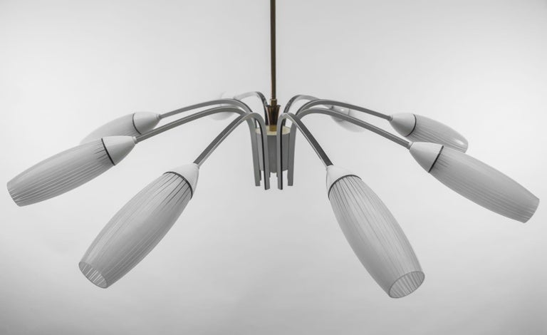 Ceiling 8-Light Sputnik Lamp in the Manner of Arteluce, Italy 1950s For ...